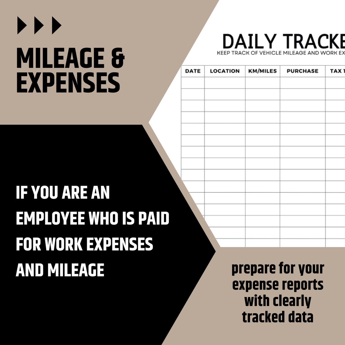 Printable Personal Mileage and Expense Tracker Business Expense Tracker ...