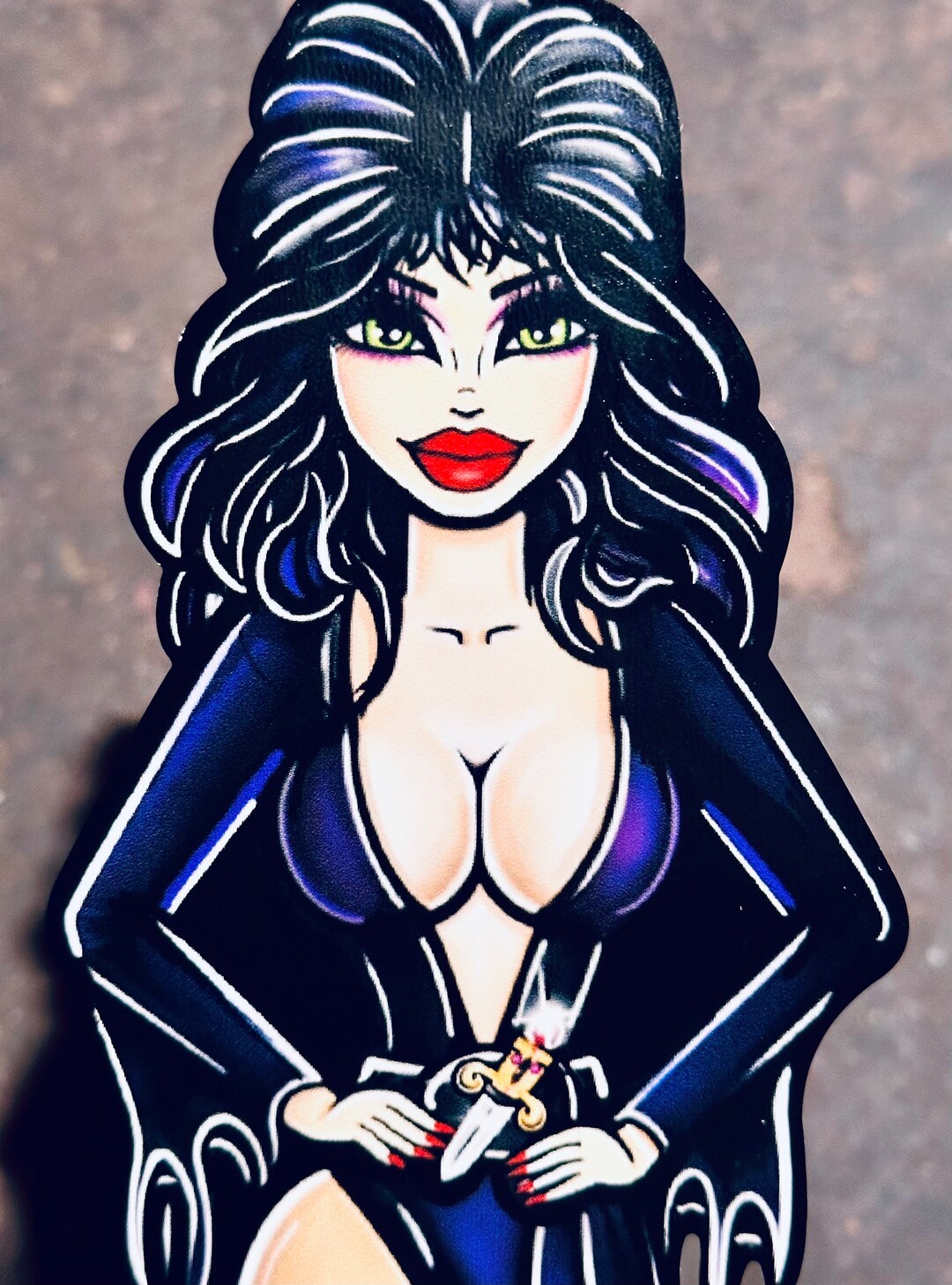 Aluminum and Steel ELVIRA Stand-up With Painted Steel Spiderweb Base, Table Top Art, Horror Art ...