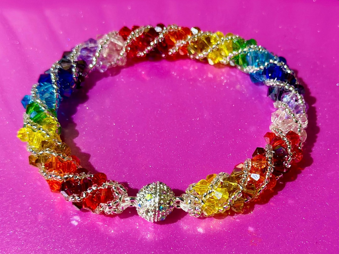 Hand Made Rainbow Russian Spiral Crystal Bracelet - Etsy