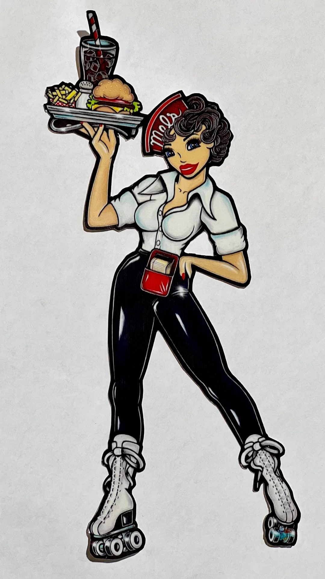 LARGE 12 Inch American Graffiti Mel’s Diner Girl, Car Hop, Roller Skate ...