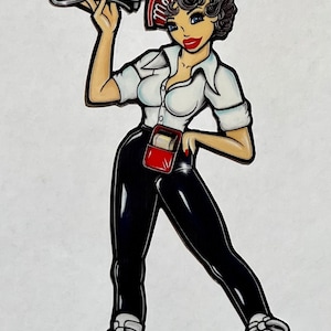 LARGE 12 Inch American Graffiti Mel’s Diner Girl, Car Hop, Roller Skate ...