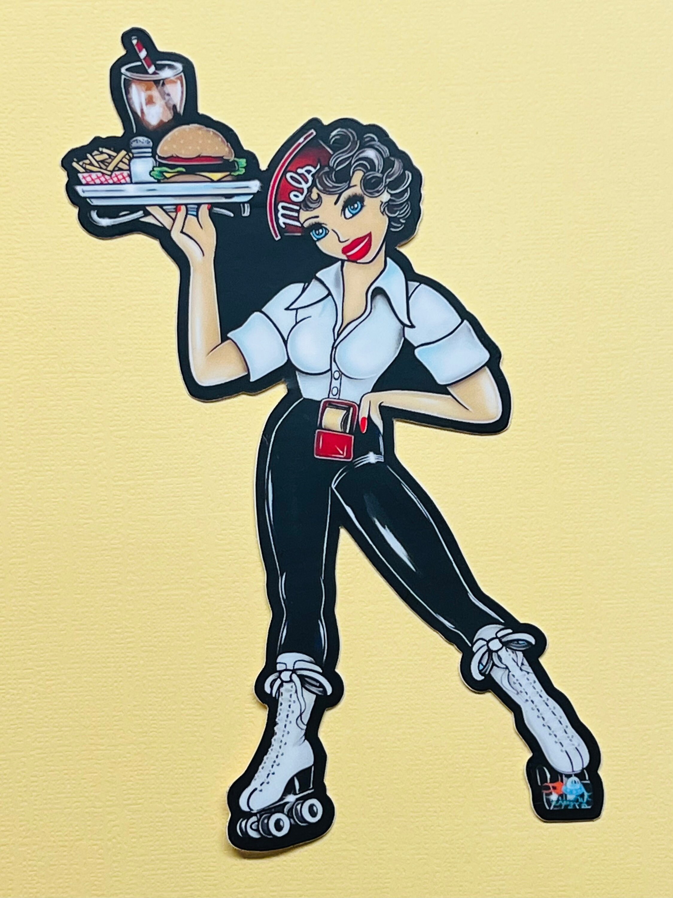 American Graffiti Diner, Car Hop, Roller Skate Pin up Gal High Quality Vinyl Decal/ Sticker - Etsy