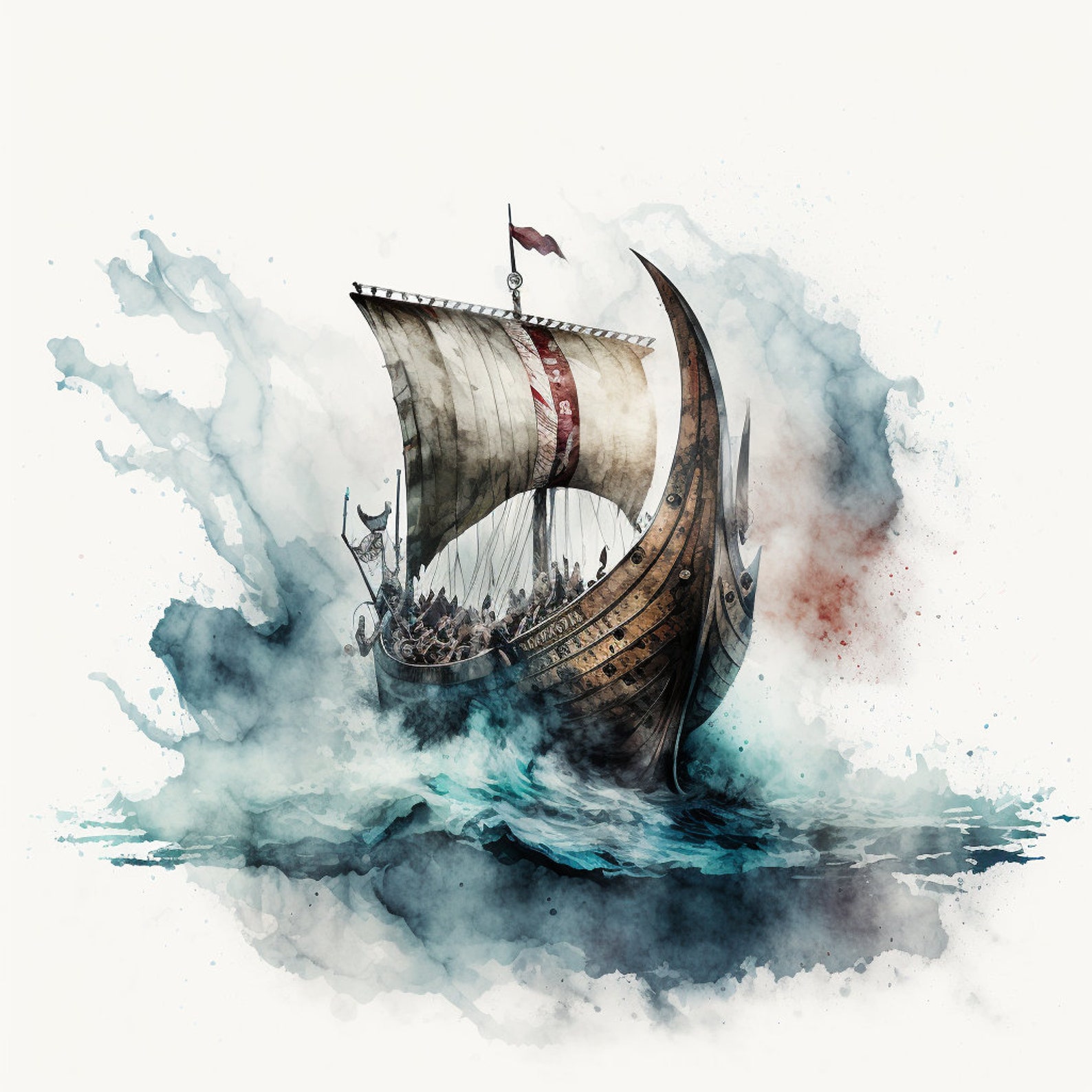 Watercolor Viking Odyssey - 20 Ai-generated Images, Norse Mythology ...
