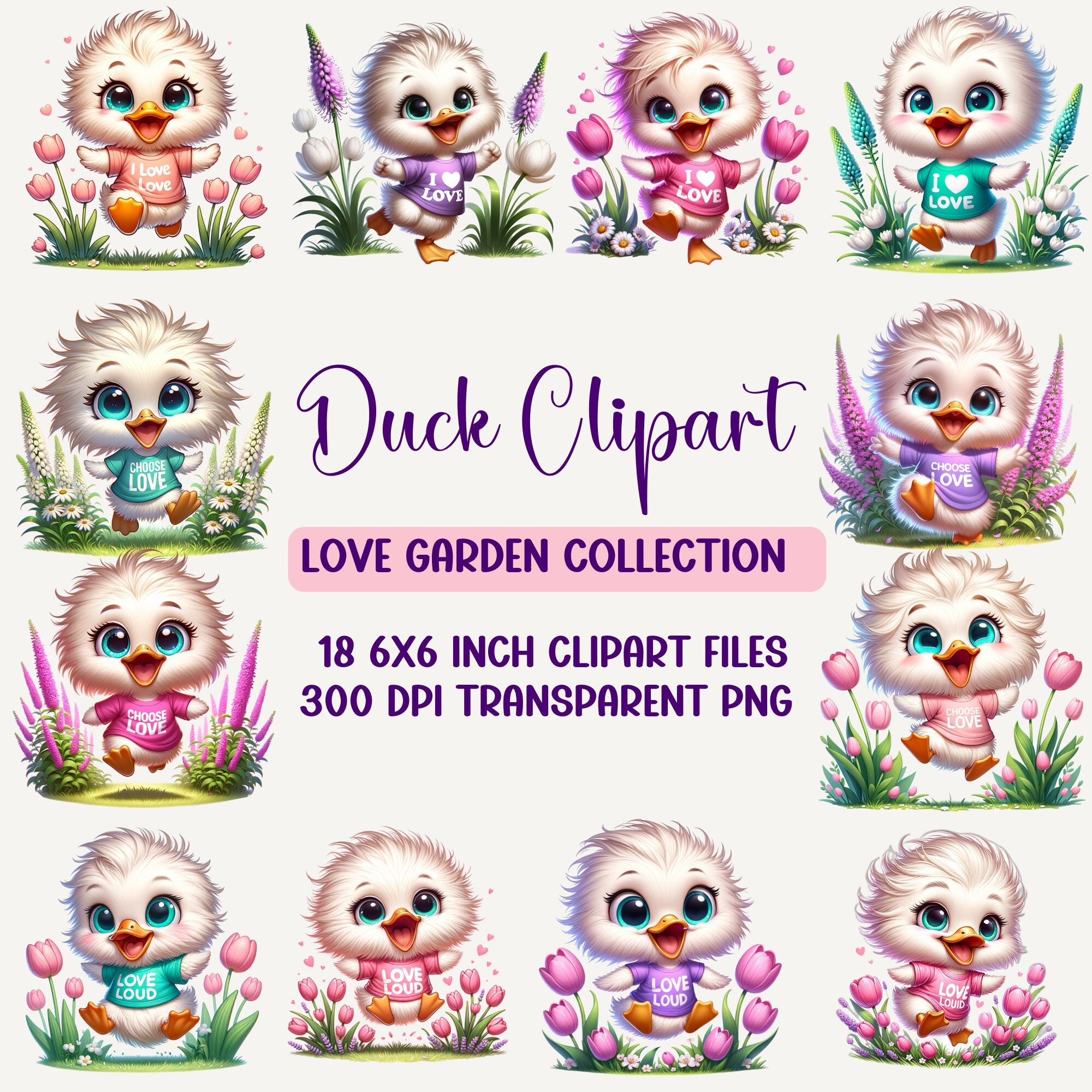 Duck Clipart Bird Clipart Cute Duck Theme Garden Nursery Baby Duck Love ...
