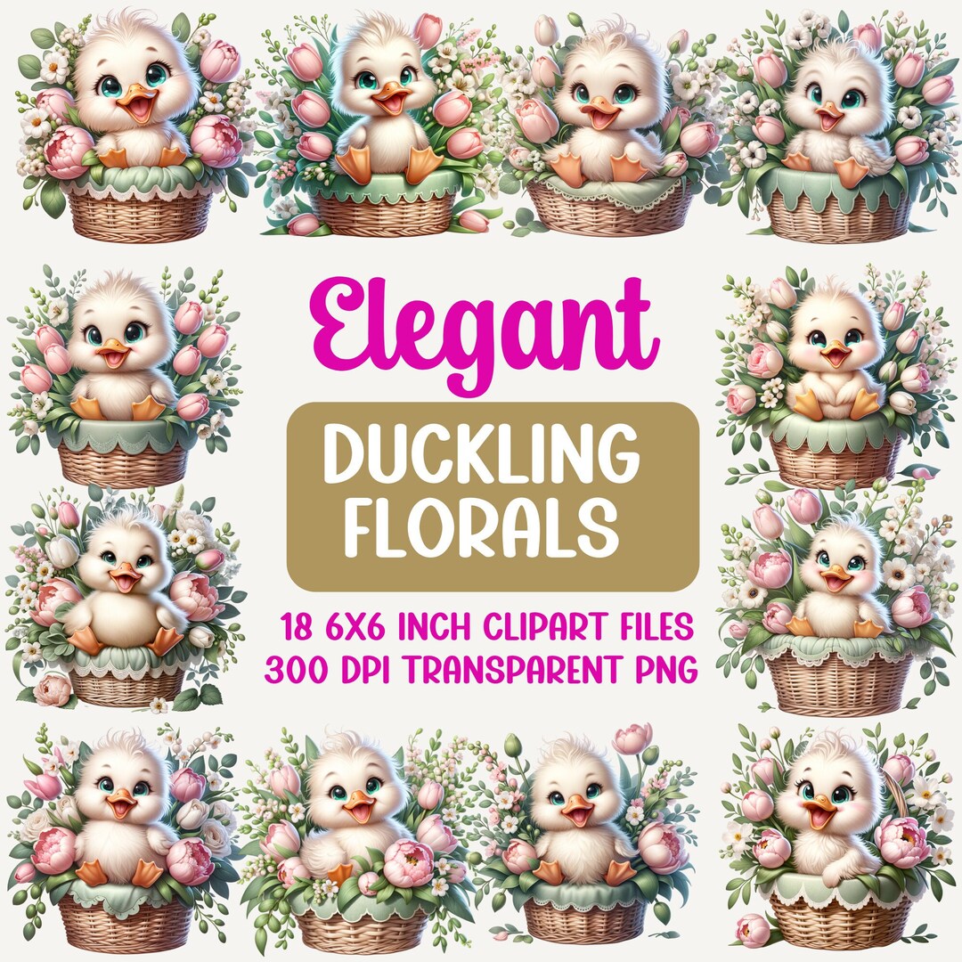Duck Clipart Duckling Ducky Cute Duck Theme Garden Nursery Floral ...