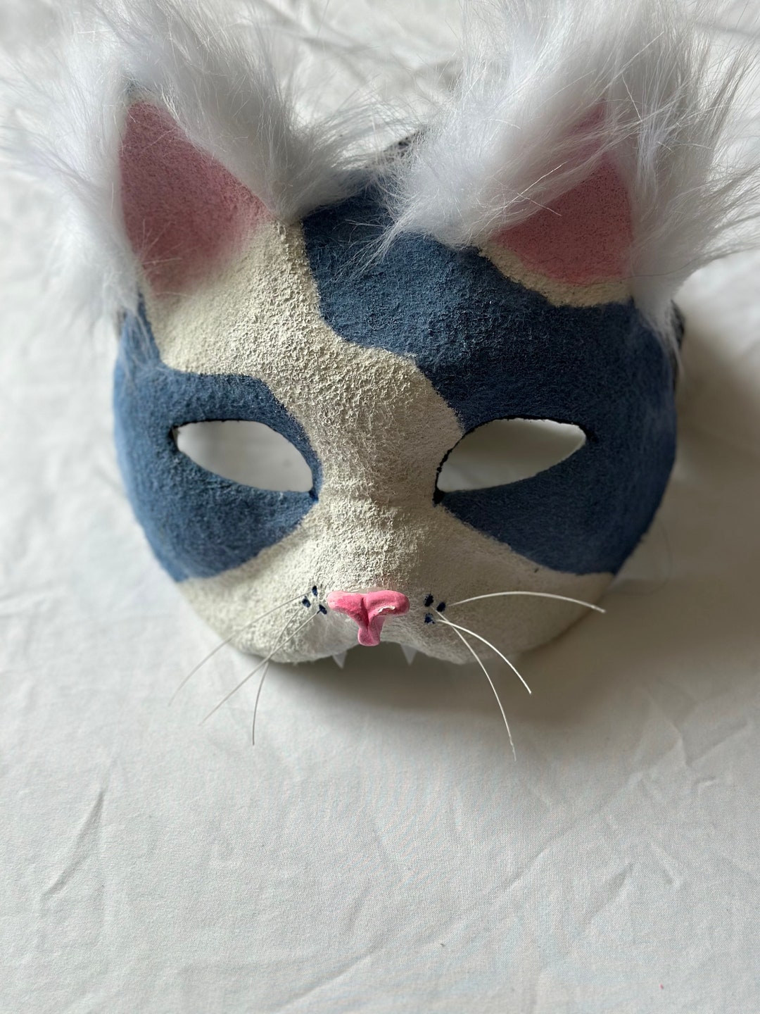 Therian Blue and White Cat Mask - Etsy