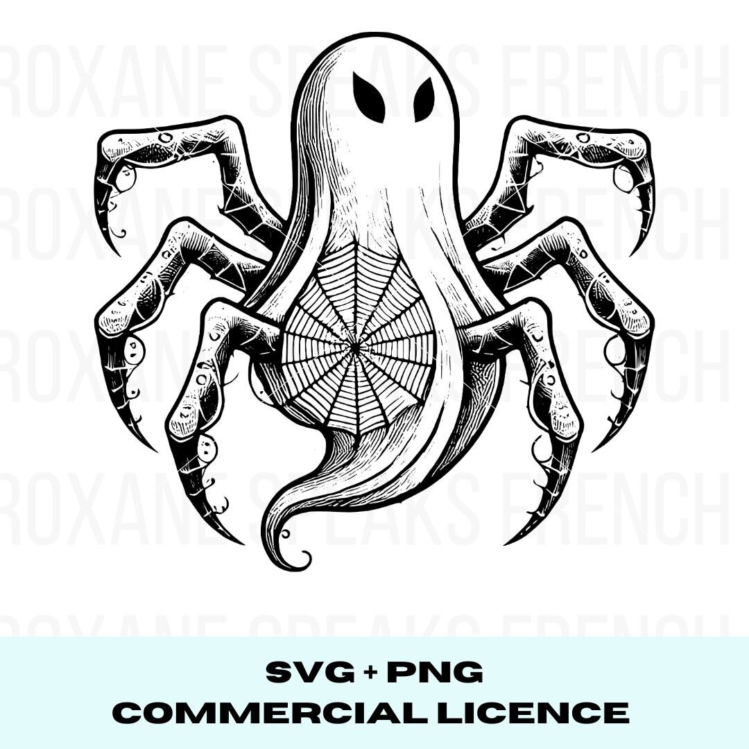 Spider Ghost SVG and PNG for Print on Demand Halloween Vector Include ...