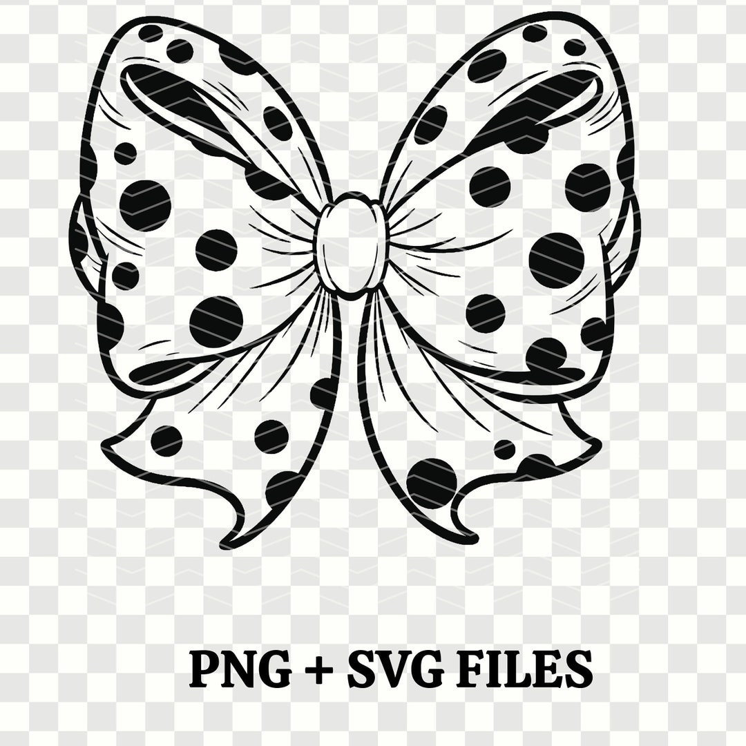 Polka Dot Bow SVG PNG Classic Bow Clipart for Craft Projects Digital ...