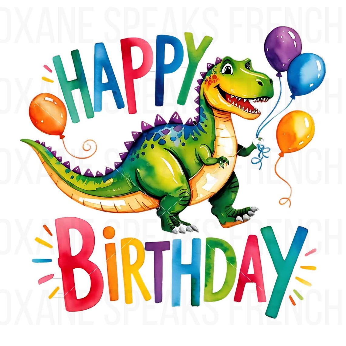 Happy Birthday Dinosaur Clipart Cute Dinosaur Holding Balloons PNG ...