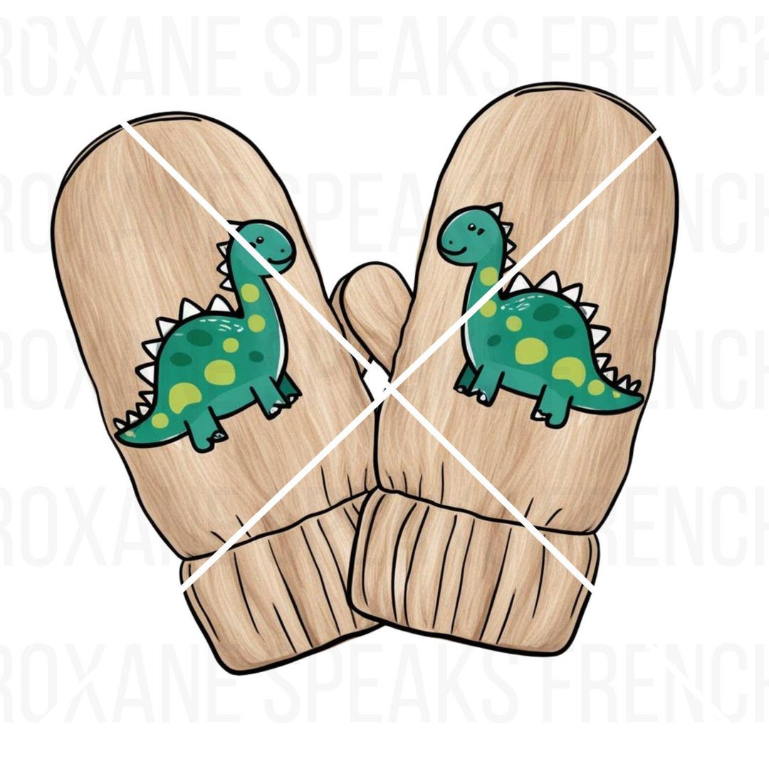 Mittens Clipart - Adorable Dinosaur Winter Gloves PNG for DIY and ...
