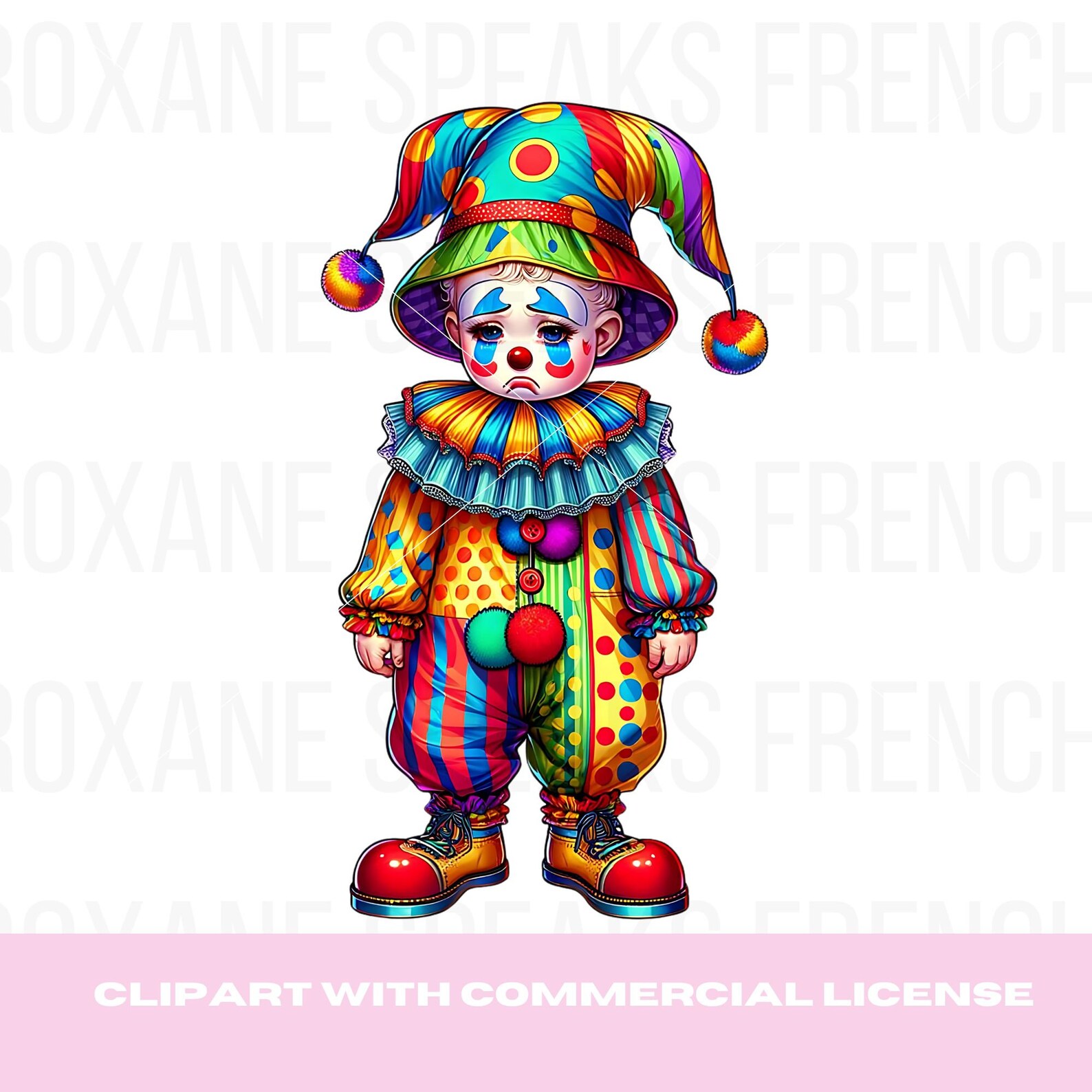 Sad Clown Clipart Colorful Clowncore PNG for Print on Demand, DIY ...