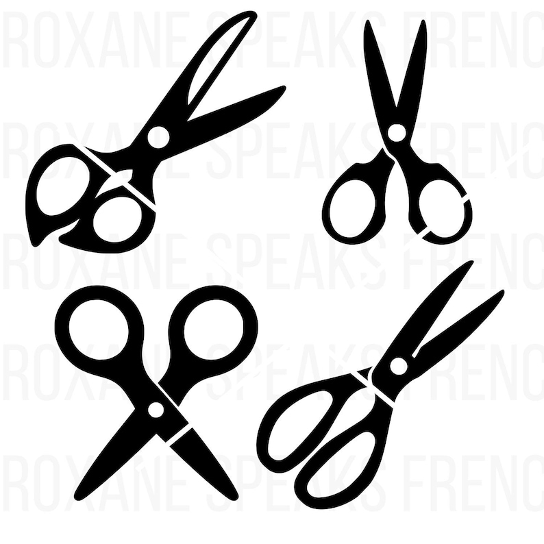 Scissors Silhouette SVG Clipart Bundle PNG 4 Black and White Scissors ...