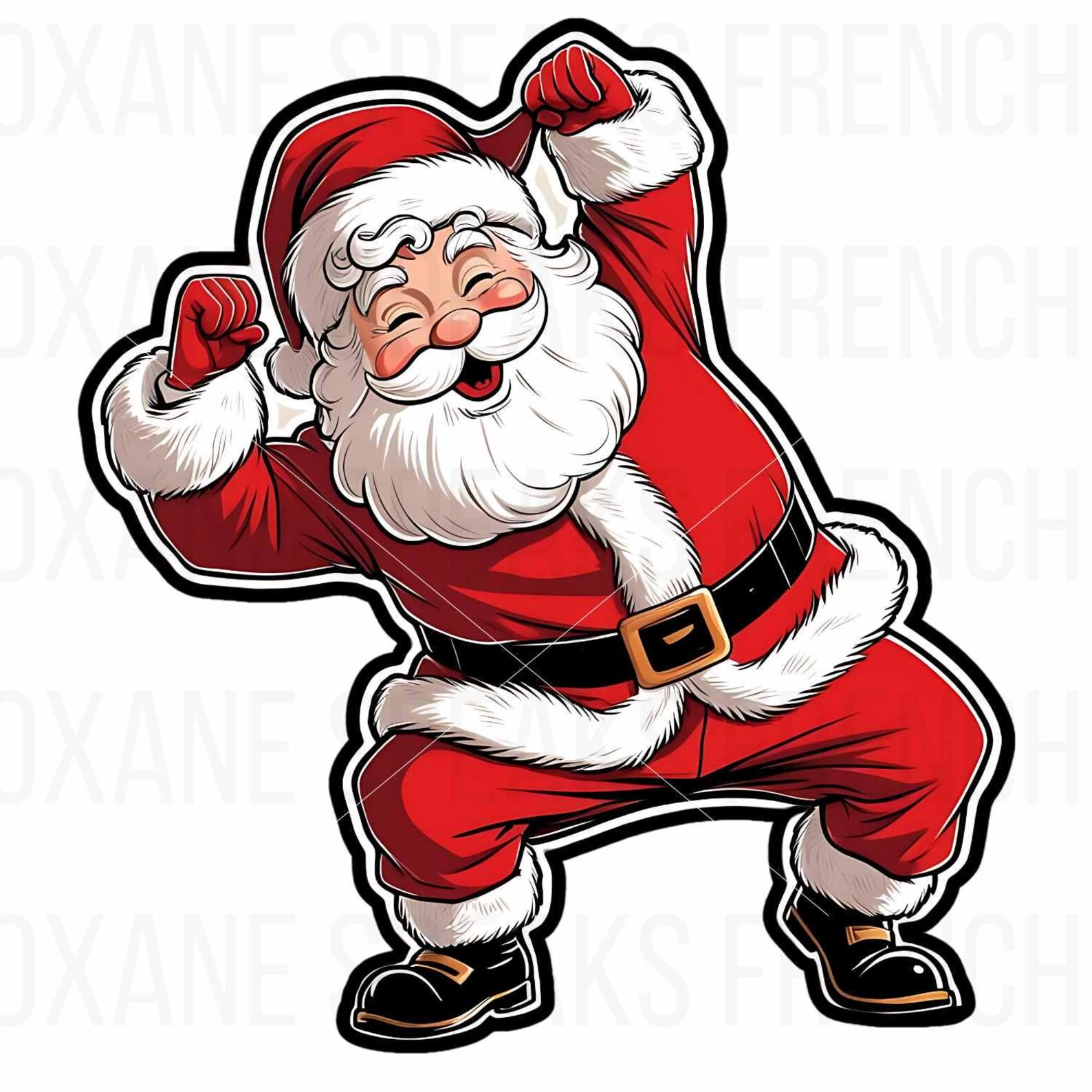 Dancing Santa Clipart - Jolly Father Christmas Digital PNG for Holiday ...