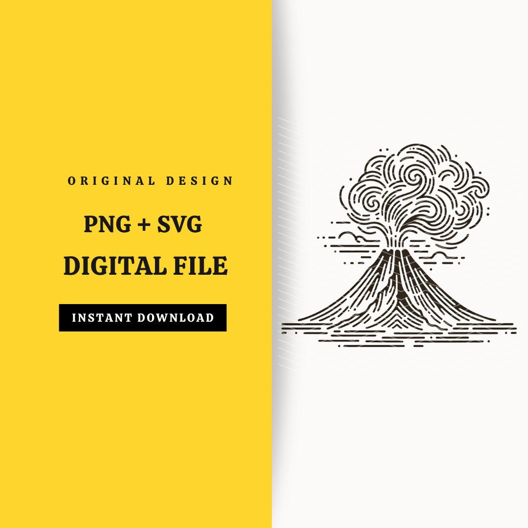 Volcano SVG PNG Clipart File for Cricut or Sublimation Design Elegant ...