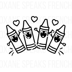 Dancing Crayons SVG PNG Clipart: Teacher and Classroom Black and White ...