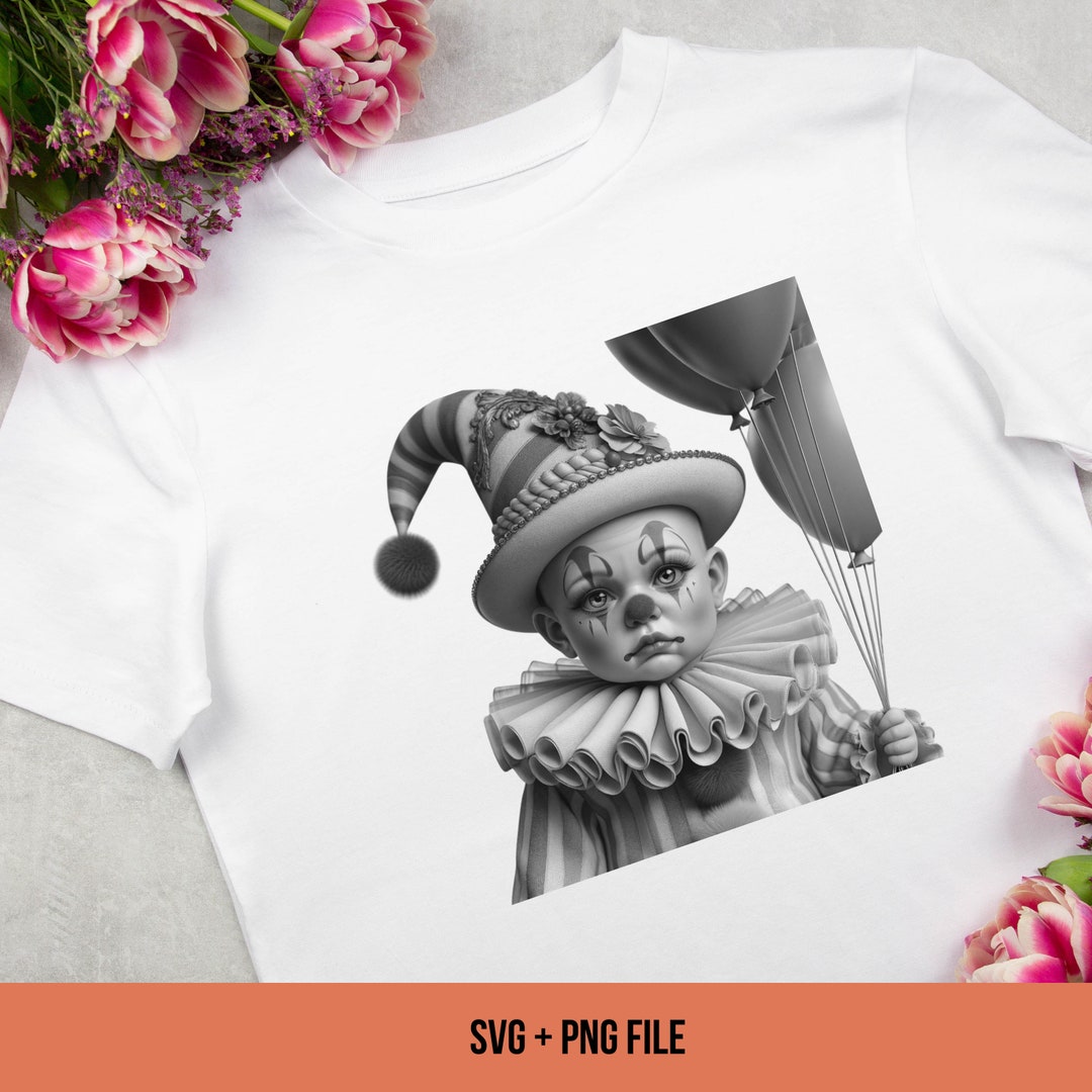 Clowncore SVG PNG Bundle Color and Black and White Baby Clown With ...