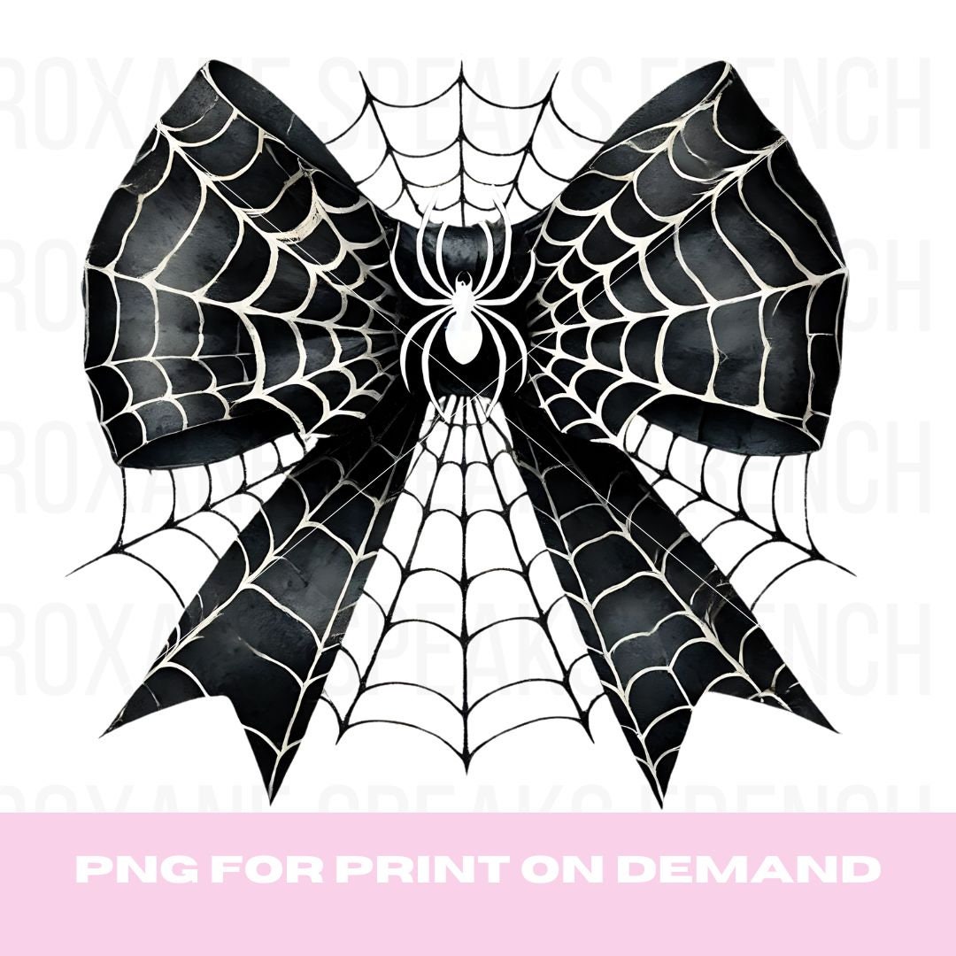 Halloween Spider Web Watercolor Bow PNG Preppy Sublimation Tshirt ...