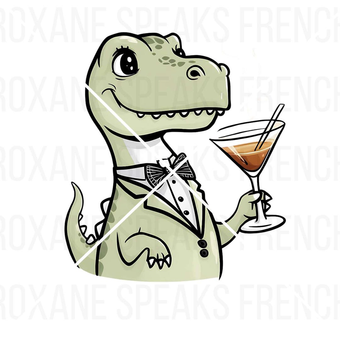 Dinosaur Clipart Espresso Martini Adorable Dino Cocktail PNG for DIY ...