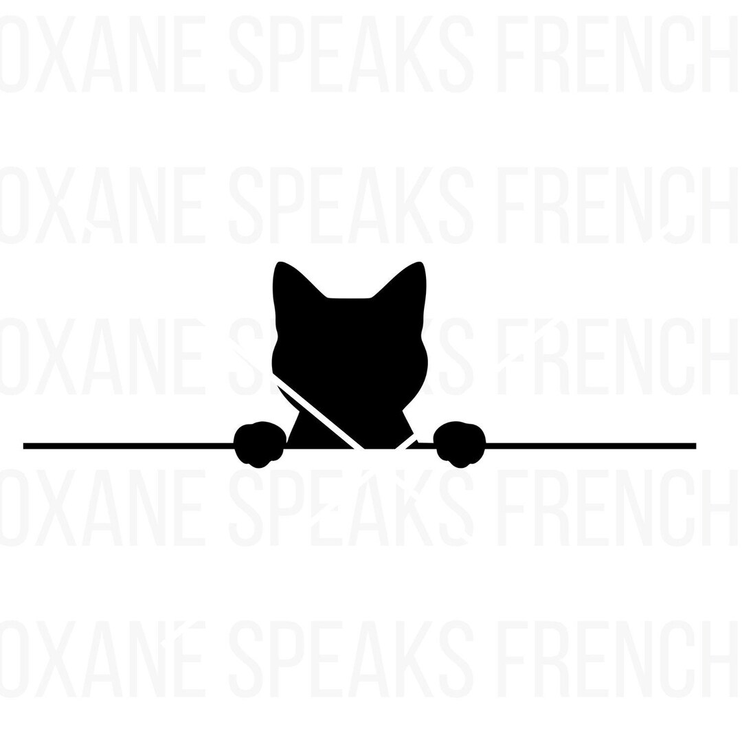 Peeking Cat Monogram SVG PNG Clipart - Minimalist Black Silhouette ...