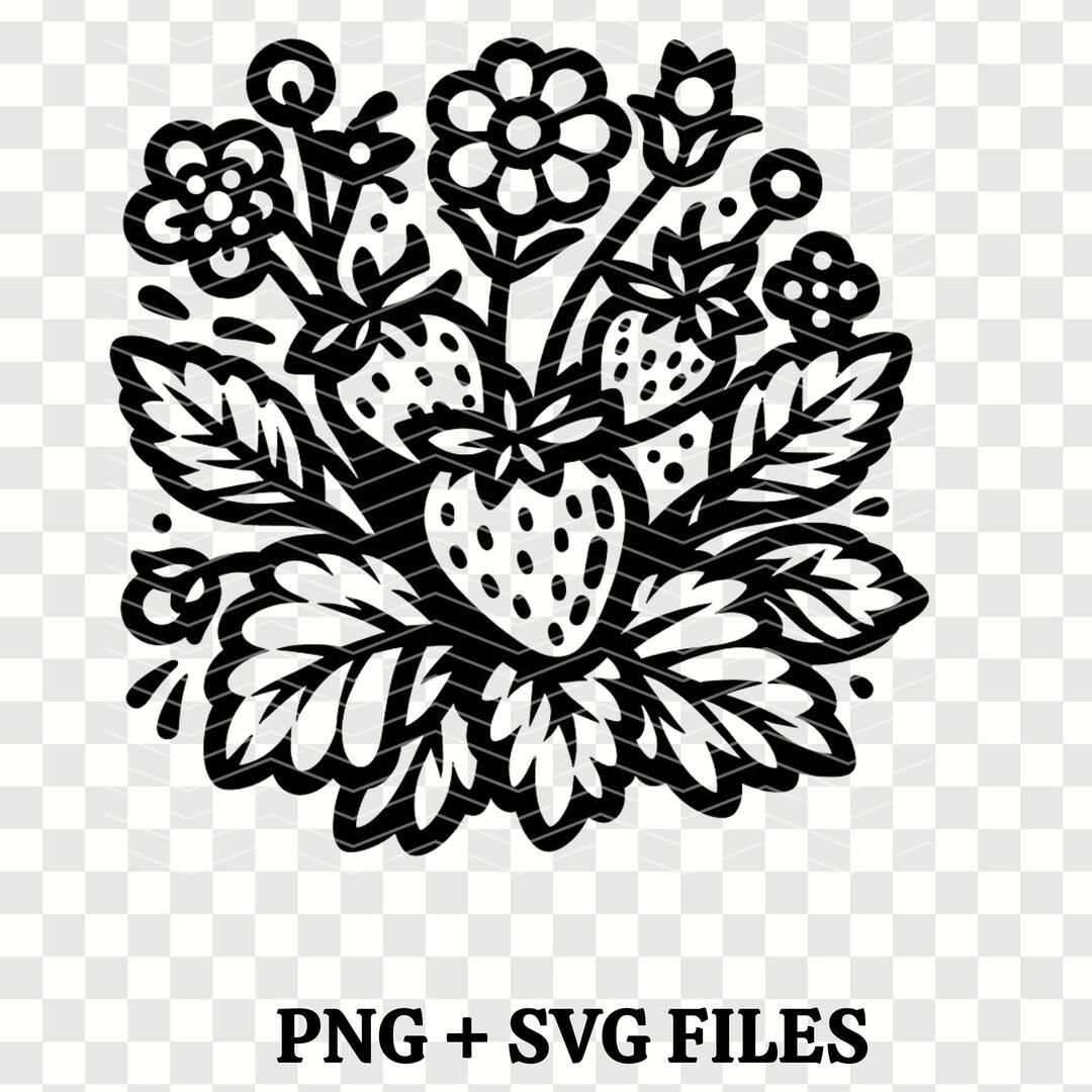 Strawberry Plant SVG PNG Clipart File Detailed Botanical Clipart for ...
