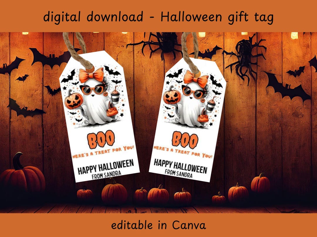 Editable Halloween Gift Tag | Printable Trick or Treat Tag, Favor Tag ...