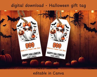 Editable Halloween Gift Tag - Trick or Treat Bag Tag | Printable Favor ...