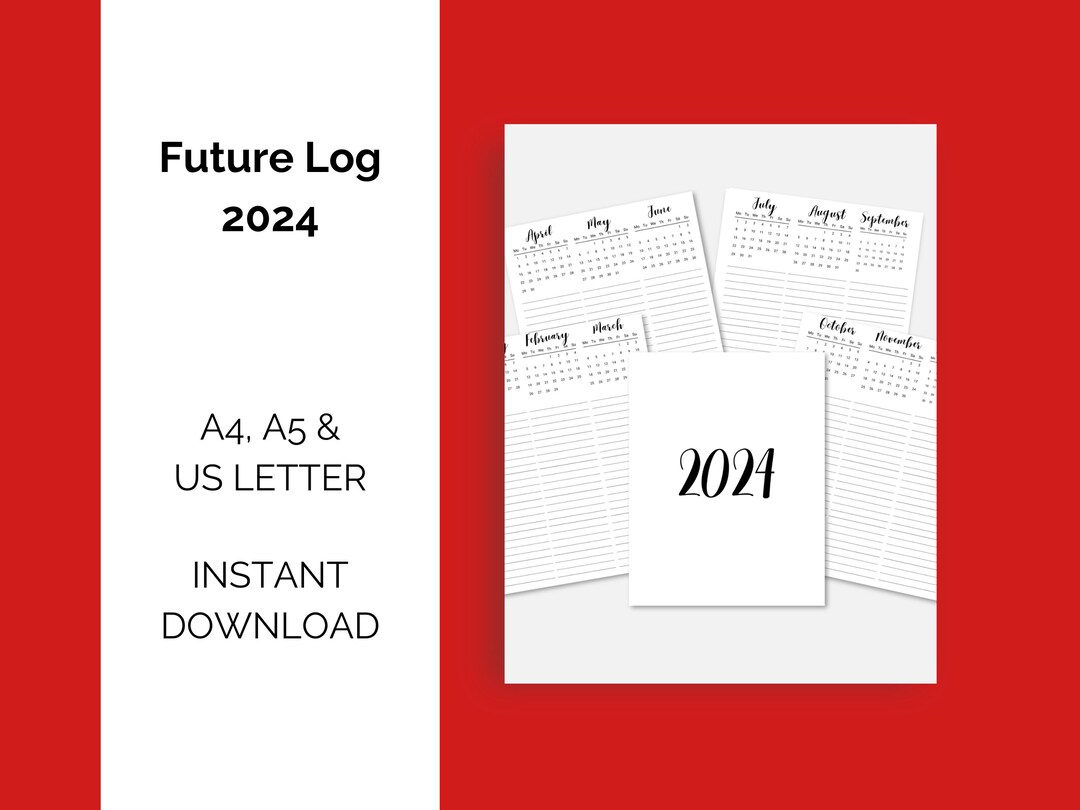 Future Log 2024, A4, A5, Usletter, Instant Printable, Digital Download ...