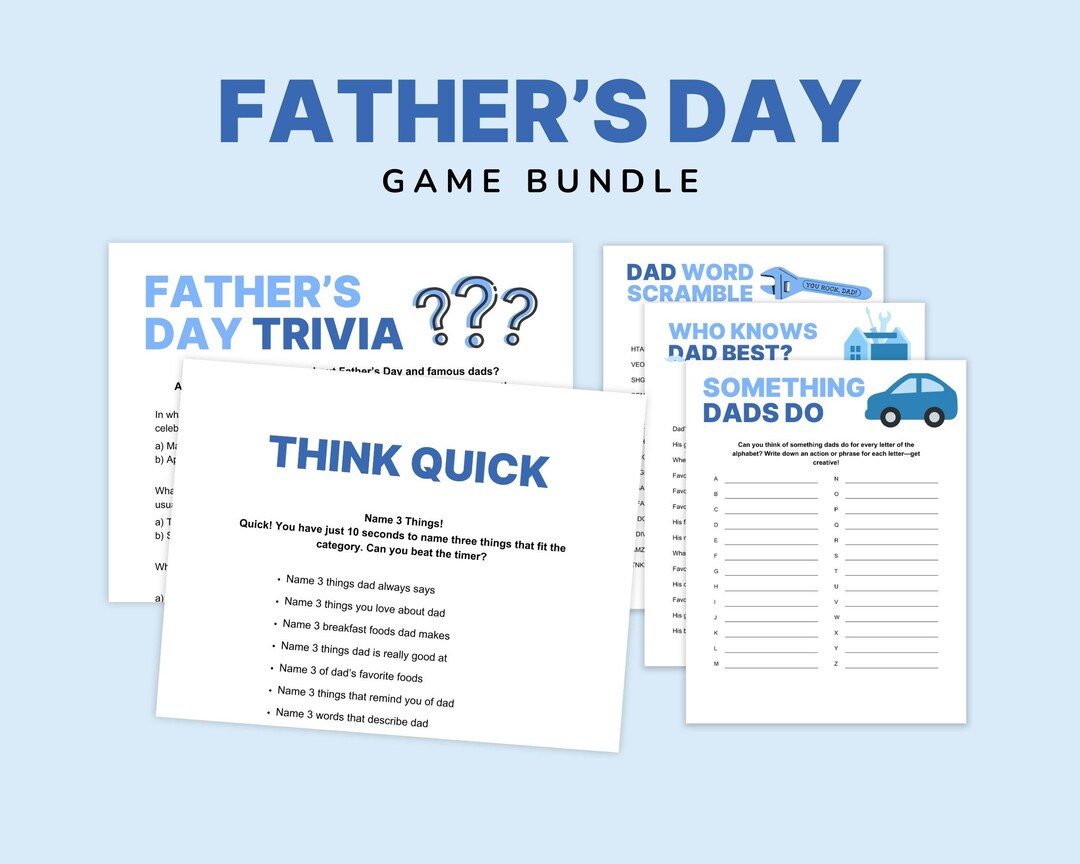Father’s Day Game Bundle – Printable PDF | Instant Download | Fun ...