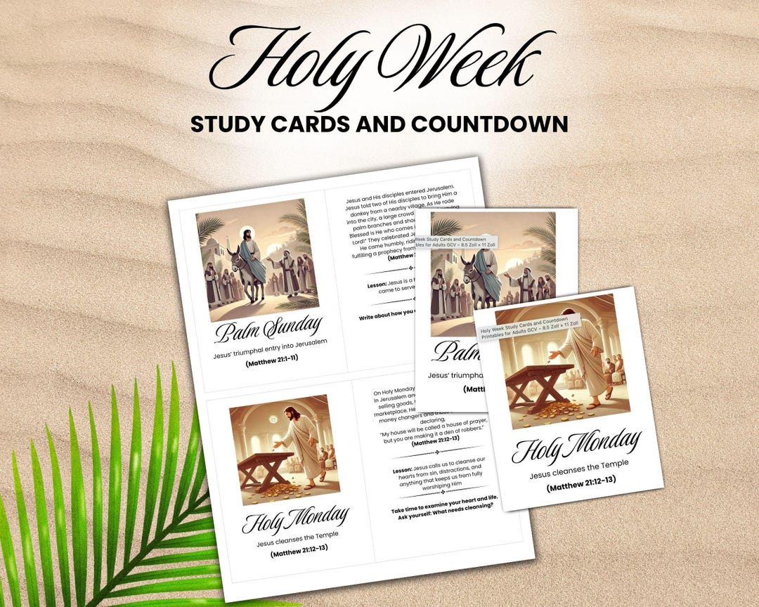Holy Week Study Cards | Easter Bible Study Printable | Christian ...