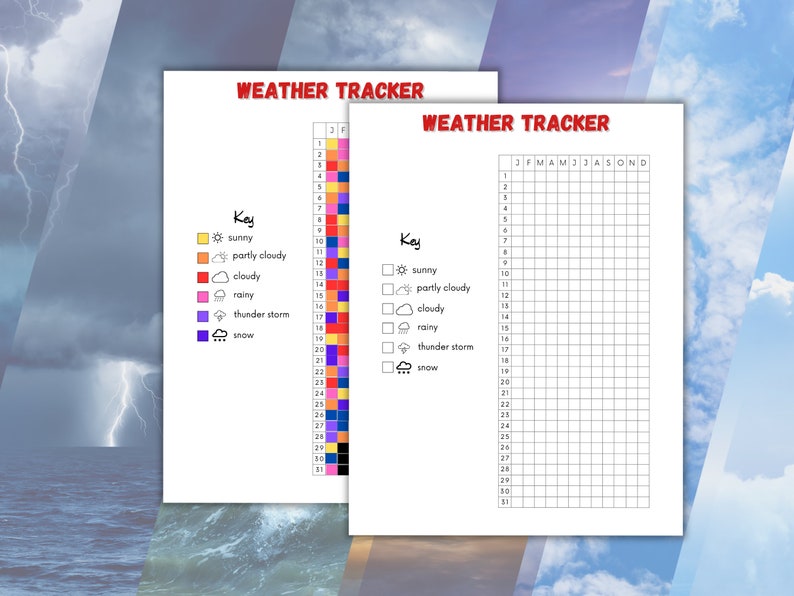 Weather Tracker // Printable A4,A5, US Letter // Instant Download // 3 ...