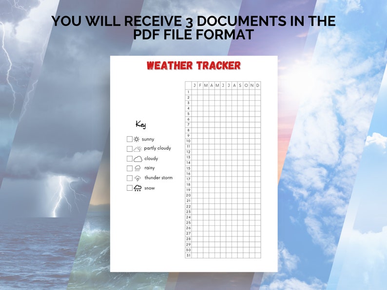 Weather Tracker // Printable A4,A5, US Letter // Instant Download // 3 ...