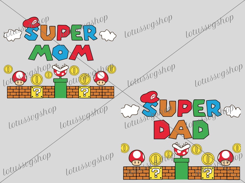 Super Mario Svg Super Mom Super Dad Mario Kart Svg Super - Etsy