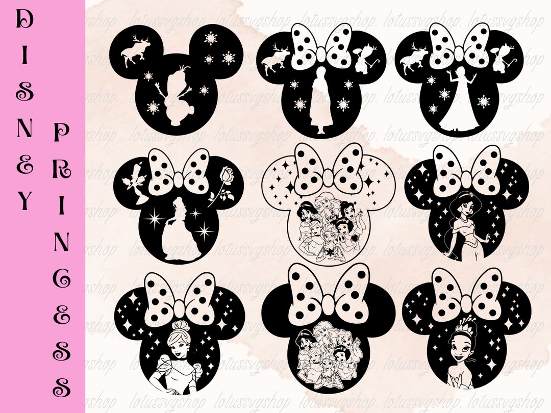 Princess Mickey Head Png, Bundle Princess Digital, Mickey Head Svg ...