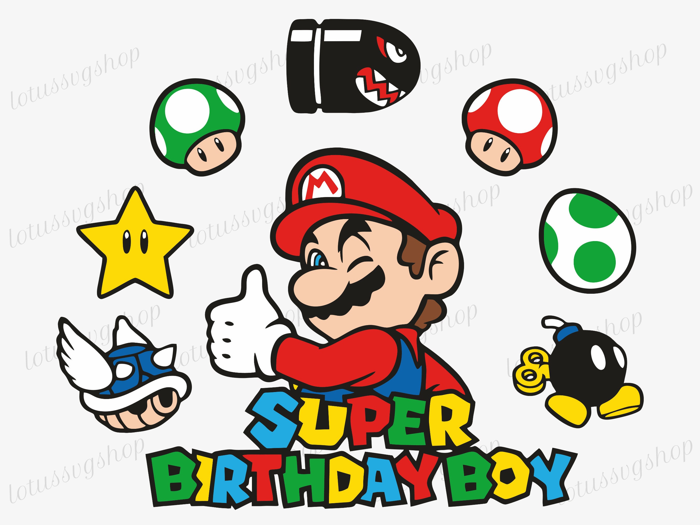 Super Mario Svg, Mario Svg, Birthday Boy Svg, Mario Kart Svg, Super ...