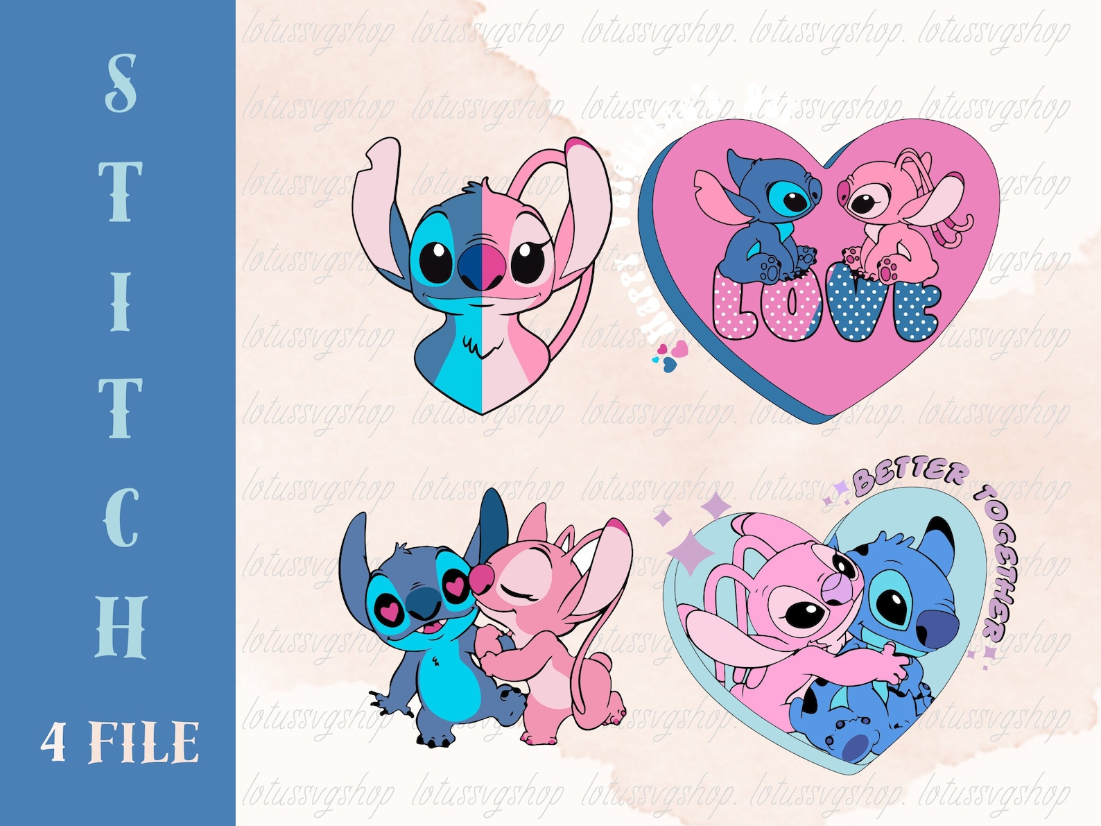 Stitch and Angel Svg, Stitch Svg Bundle, Stitch and Angel Png, Cute ...
