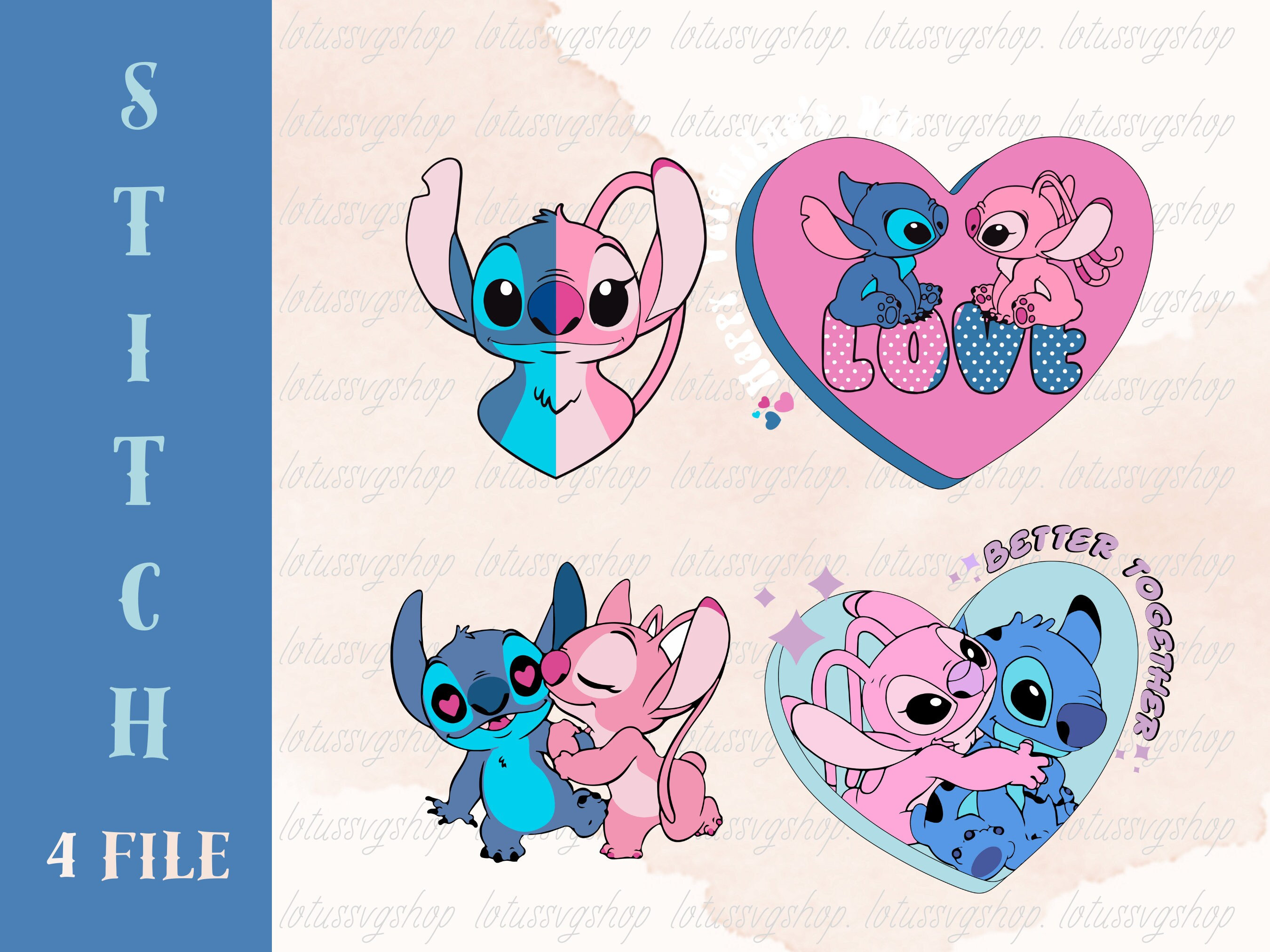 Stitch and Angel Svg, Stitch Svg Bundle, Stitch and Angel Png, Cute ...