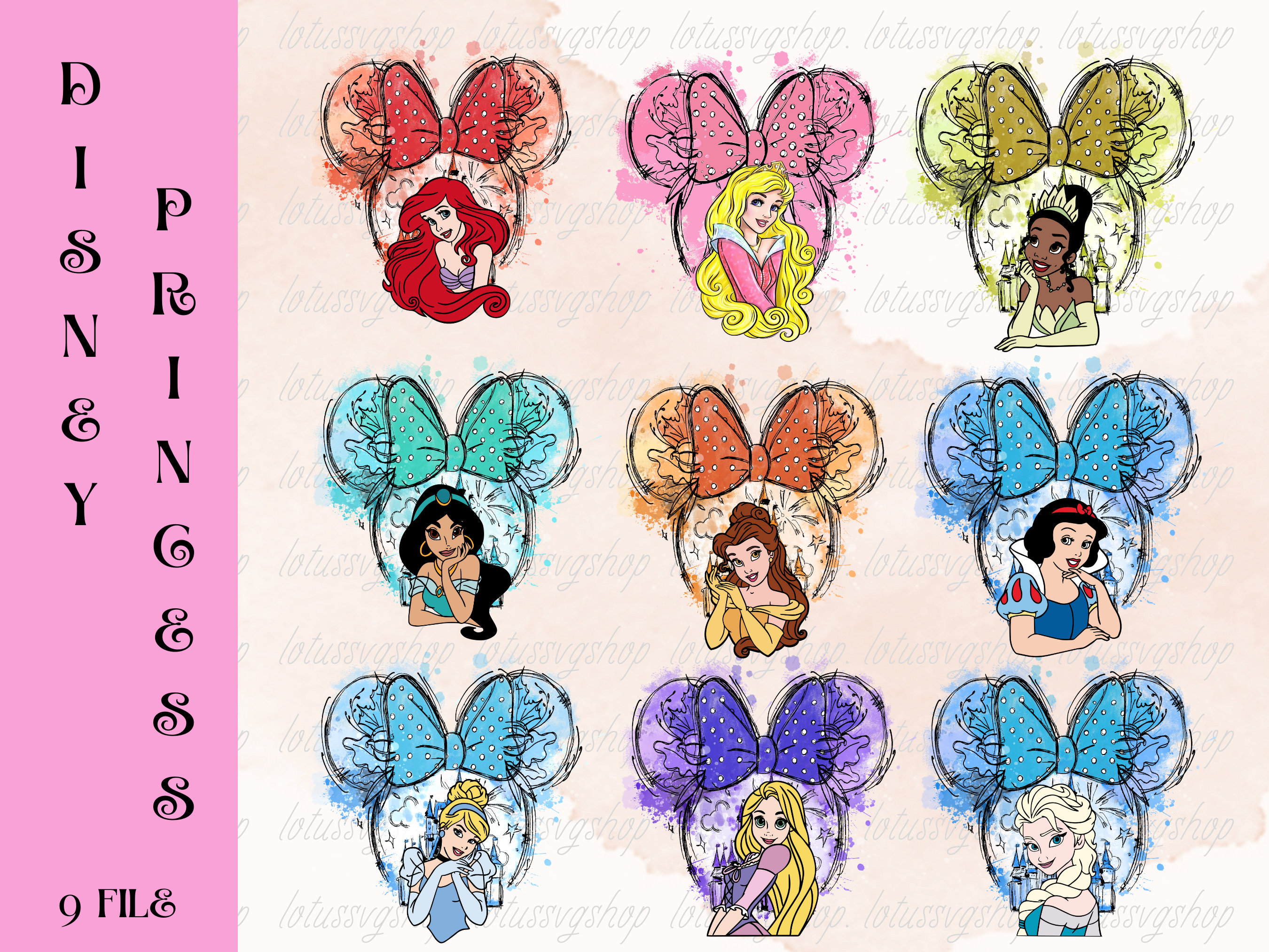 Princess Png, Bundle Princess Digital, Mickey Head, Princess Clipart ...