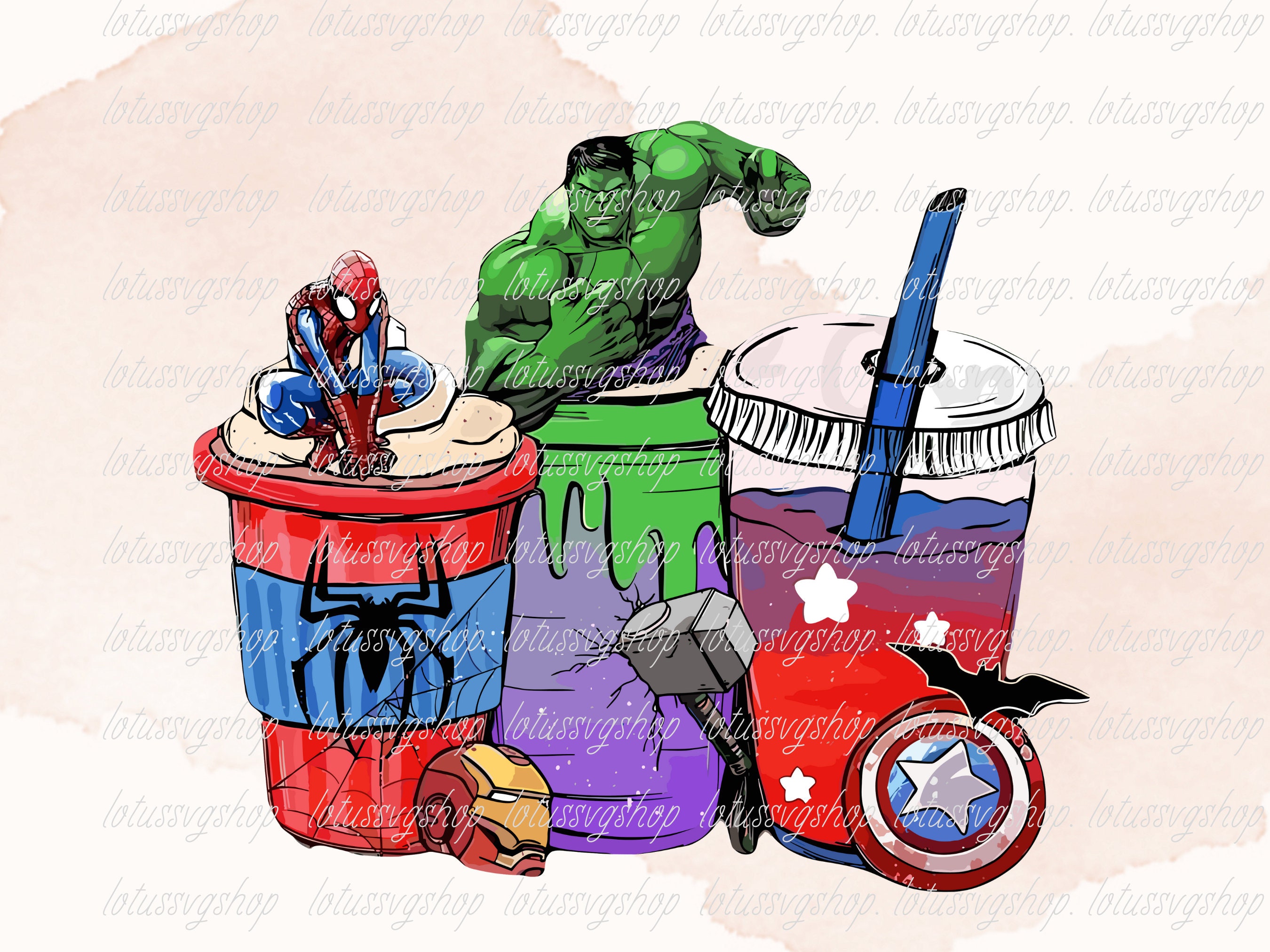 Super Hero Coffee Cups Png, Super Hero Coffee Cups Svg, Super Heroes ...