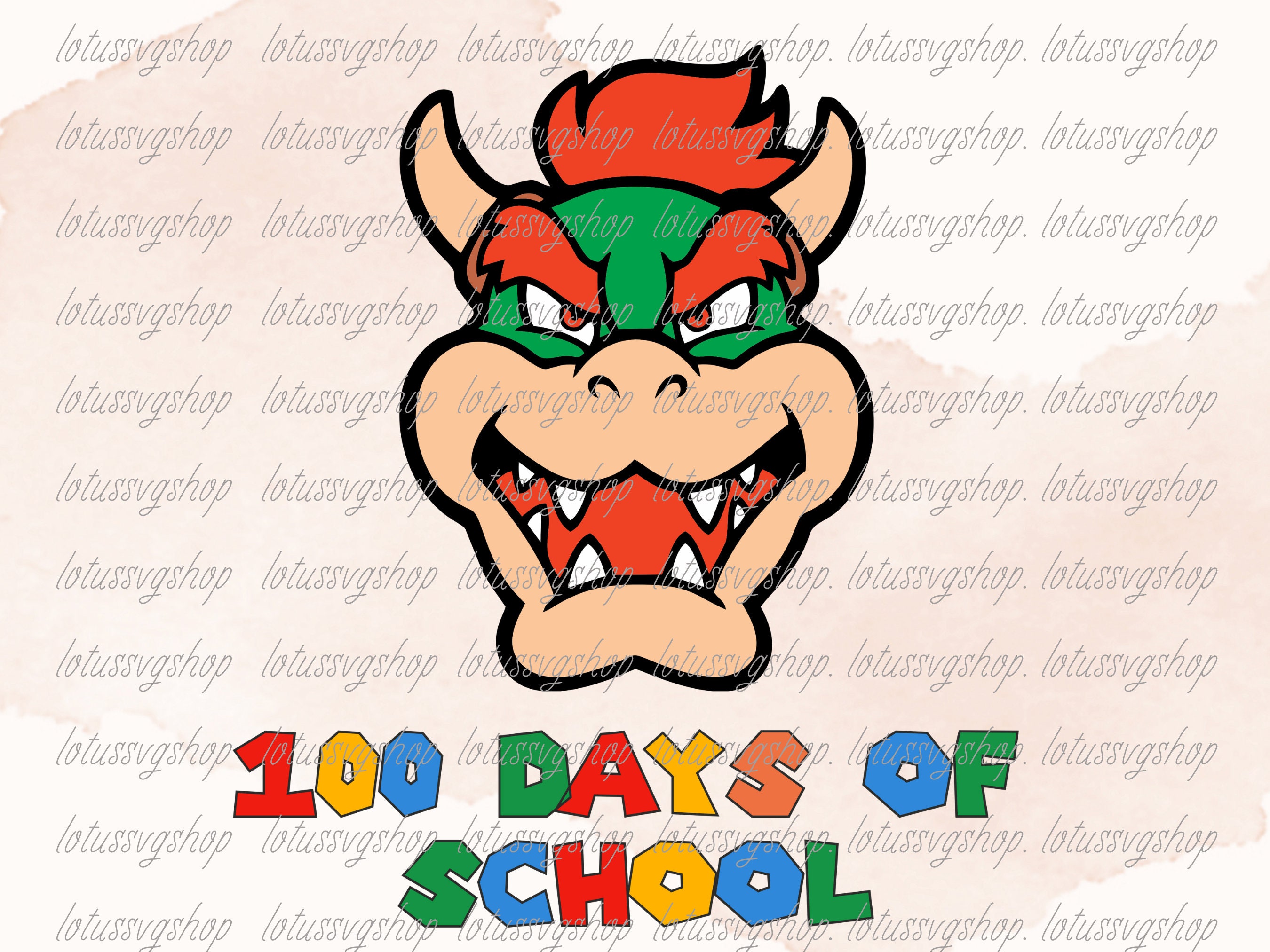 100 Days of School Png, 100 Days of School Bowser Png, Bowser Svg ...