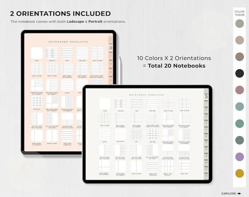 Free Digital Notebook Bundle, Undated Digital Notebook for Goodnotes ...
