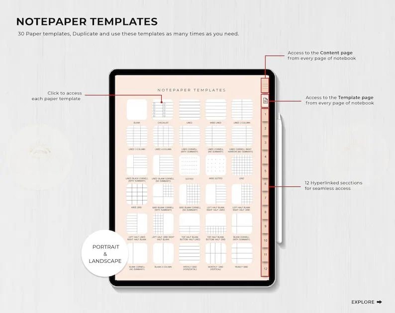 Free Digital Notebook Bundle, Undated Digital Notebook for Goodnotes ...