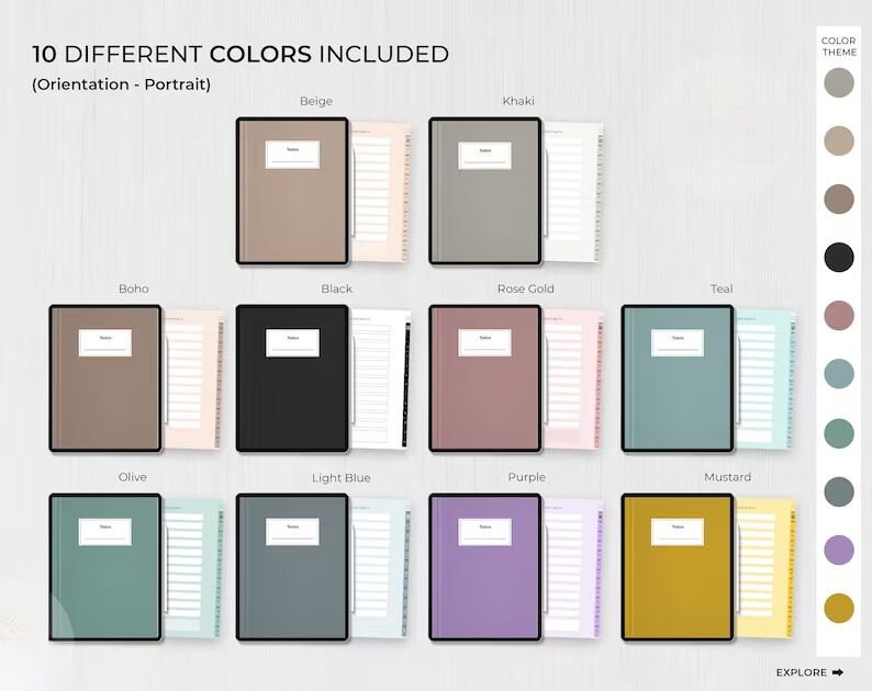 Free Digital Notebook Bundle, Undated Digital Notebook for Goodnotes ...