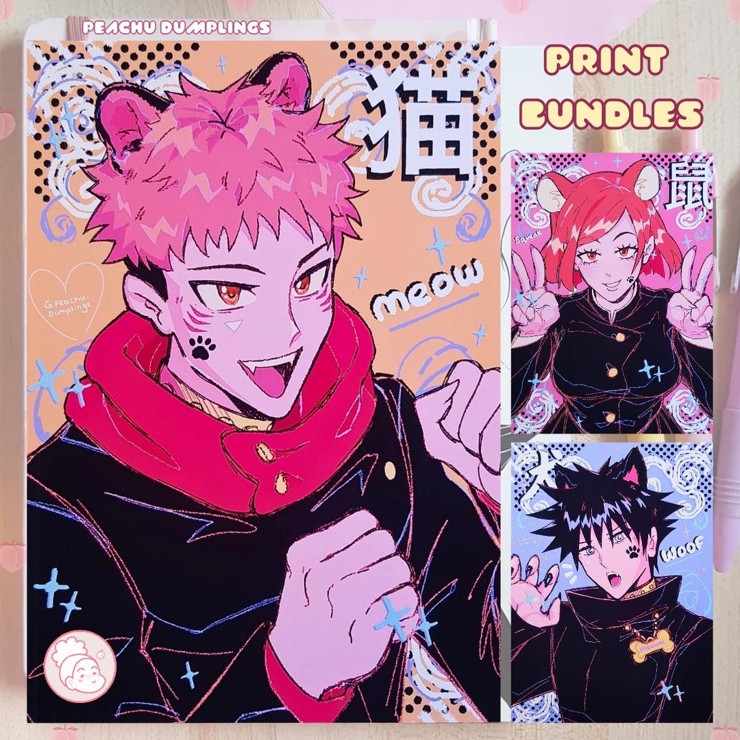 Jujutsu Kaisen Furry Friends Art Print Bundles A5 | Yuji Itadori ...