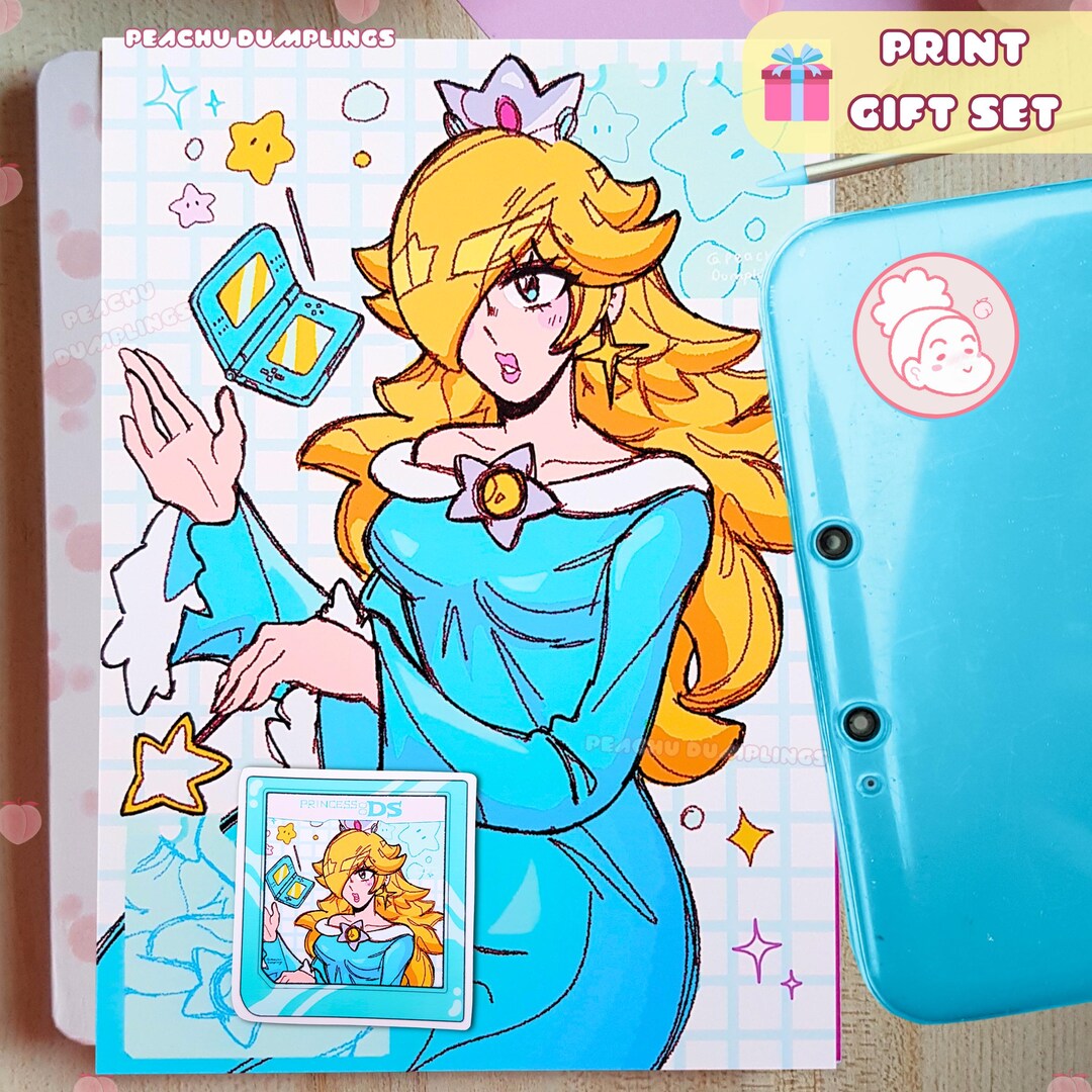 Super Princess Rosalina Print Gift Set, DS Game Sticker 2" | Cute Blue ...