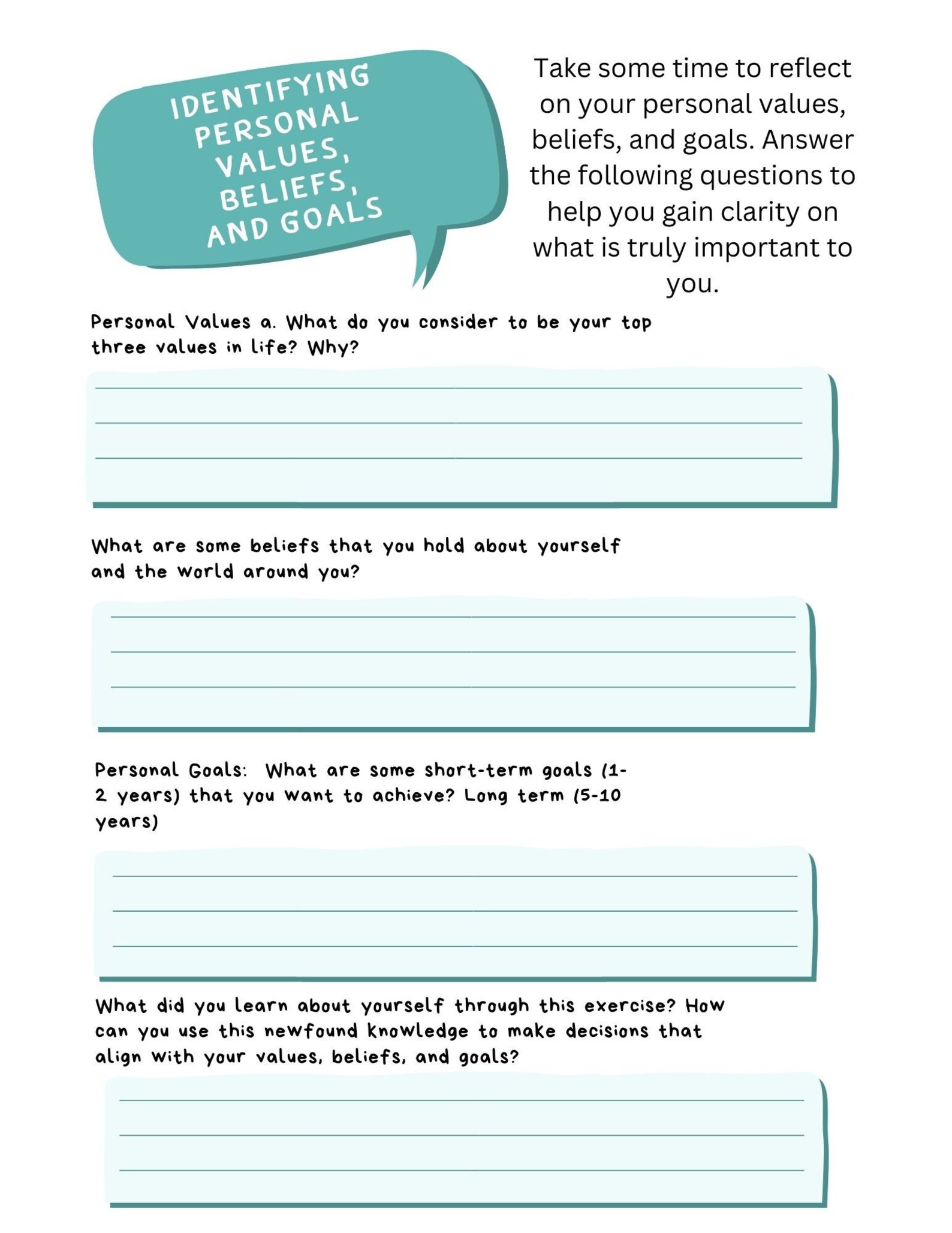 Identifying Values, Beliefs, & Goals - Etsy