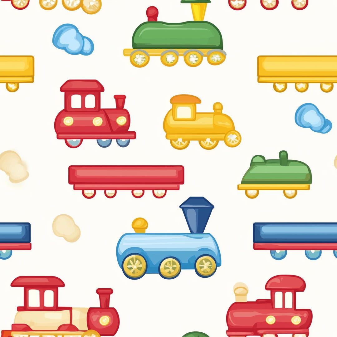 Toy Train Pattern Seamless Tile - Etsy