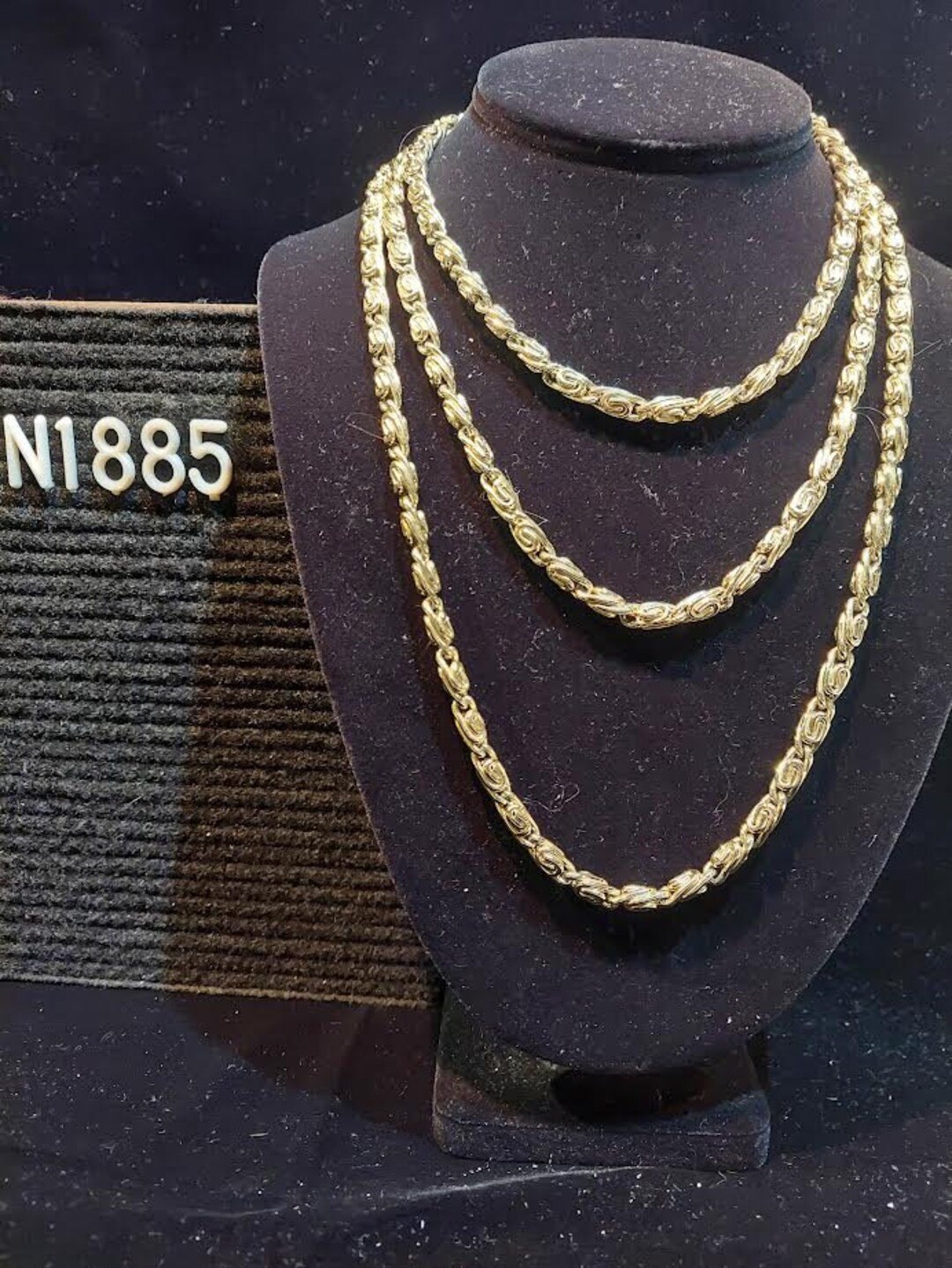Heavy on the Bling but Light Weight Gold Tone Scroll Chain 56 Long With ...