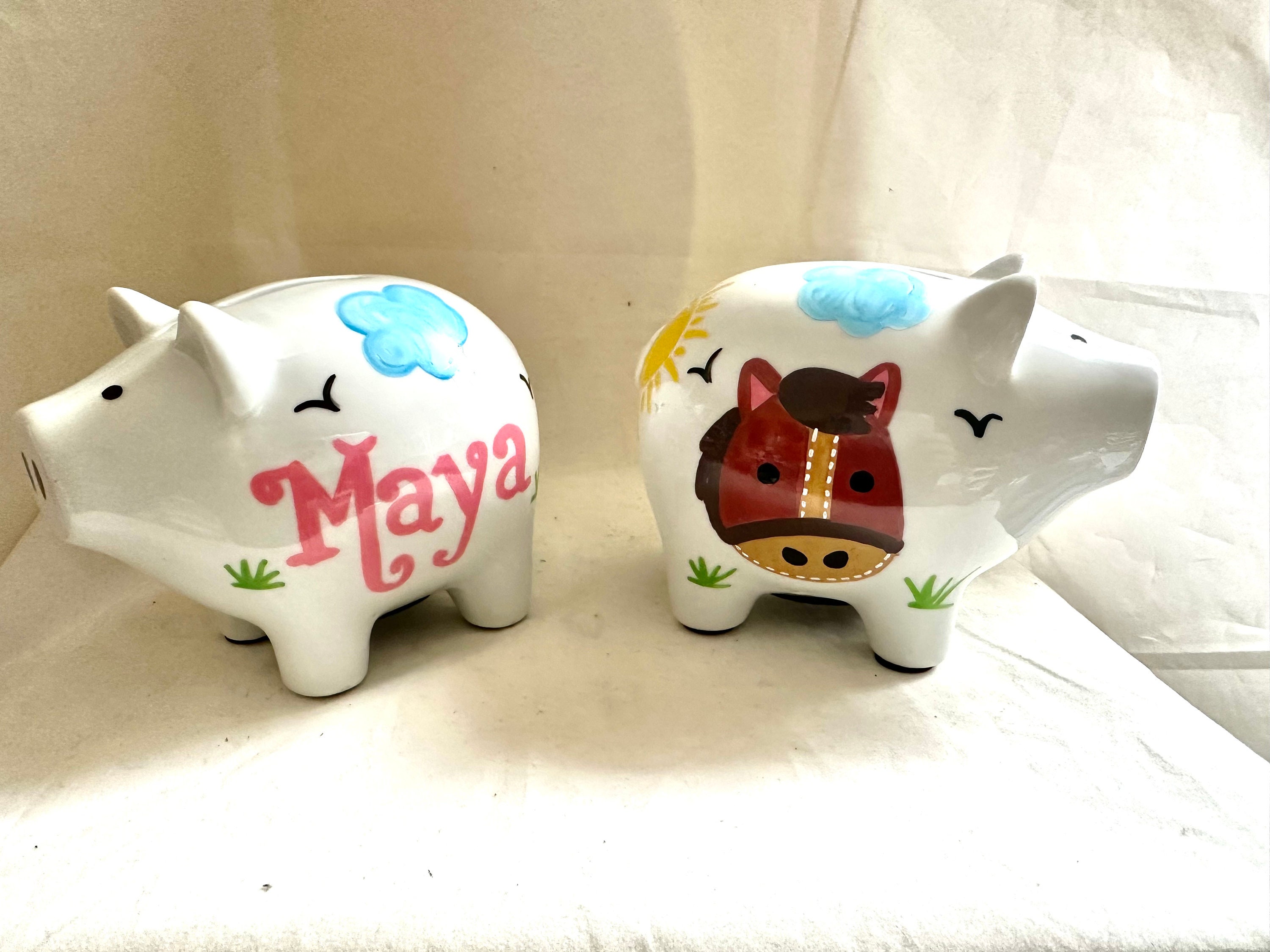 Personalized Hand Painted Farm Animals Piggy Banks Party Favors- Cow ...