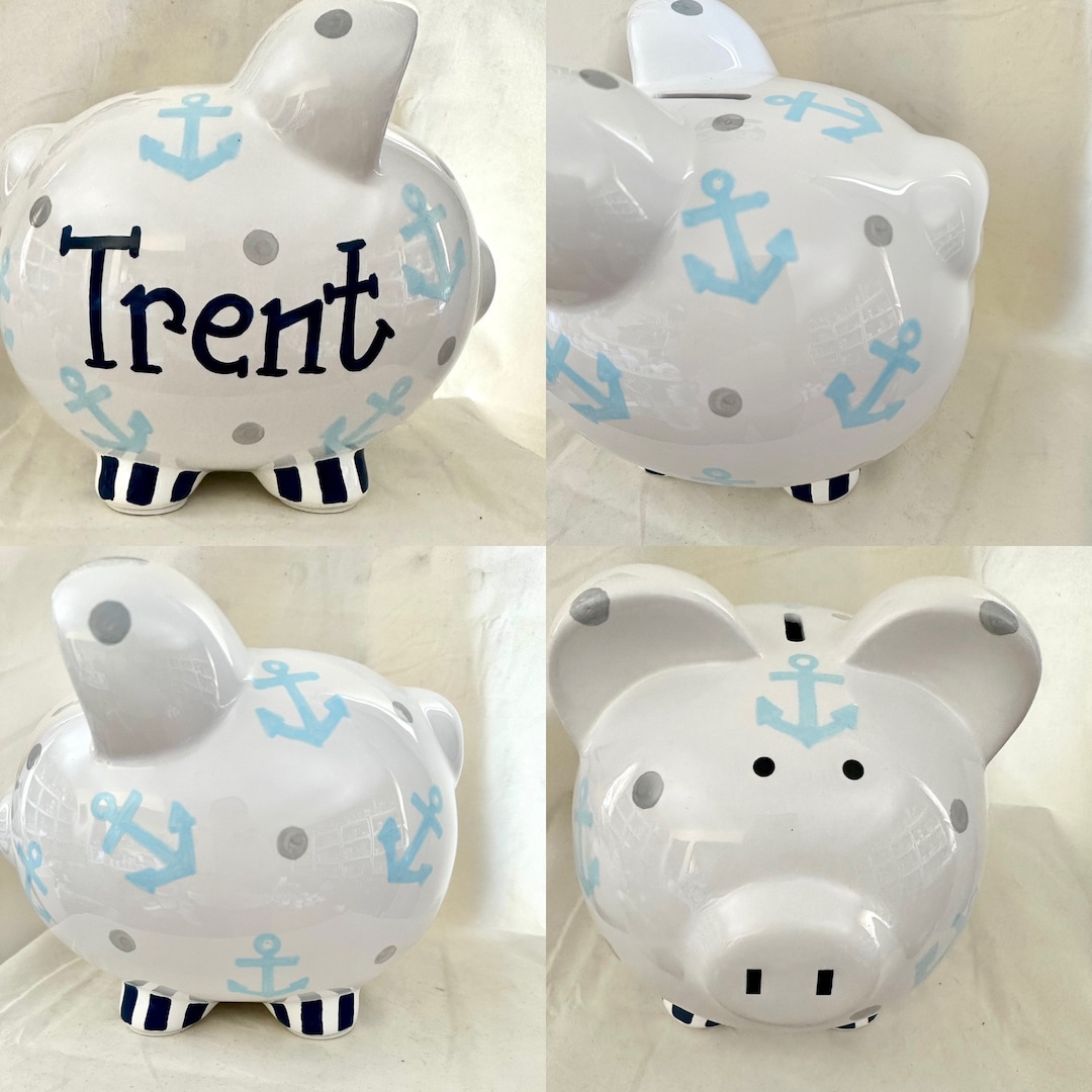 Personalized Large Anchor - Nautical-piggy Bank Newborn-birthday-baby ...