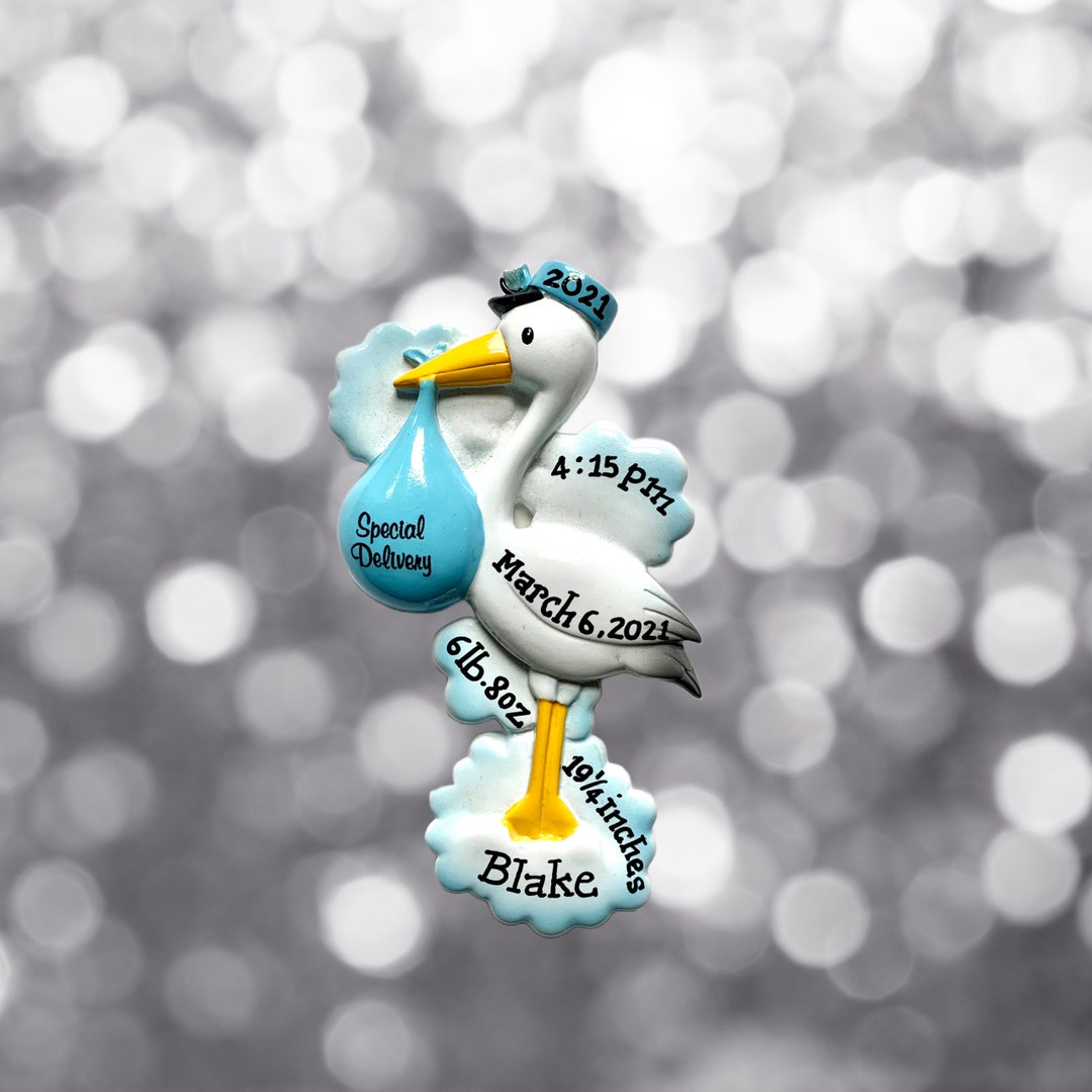 Stork- Welcome Baby-birth Announcement- Baby Boy-twins-personalized ...